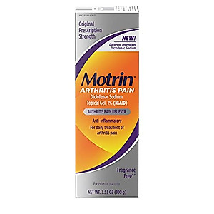 Motrin Arthritis Pain Relief Diclofenac Sodium Topical Gel 1%, Anti-Inflammatory Cream for Arthritis Pain in Hands, Wrists, Elbows, Knees, Feet & Ankles, NSAID Pain Relief Gel, 3.53 Oz