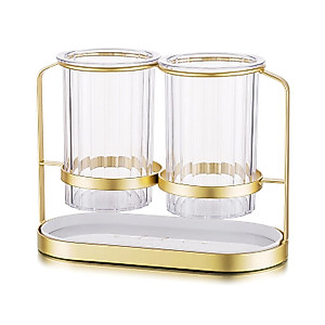 Kitchen Utensil Caddy, Plastic Draining Chopstick Cage Silverware Caddy for Party, Utensil Holder Flatware Caddy Cutlery Storage Organizer for Kitchen Decor and Countertop, Gold & White