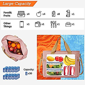 BOSTANTEN Cooler Bag, Insulated Soft Cooler Bag 13L Large Lunch Bag Cooler Tote Bag with Removable Shoulder Strap, Pink