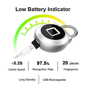 Fingerprint Lock, Dhiedas Gym Lock, Bluetooth Lock, Small Fingerprint Padlock with Keyless, Weatherproof Smart Lock for Gym Locker School Suitcase Cabinet Luggage Storage and Fence
