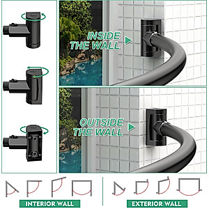 PrettyHome Adjustable Arched Curved Shower Curtain Rod Rustproof Expandable Aluminum Metal Shower Rod 38-72 Inches Telescoping Design Exquisite Customizable for Bathroom,Need To Drill,Black