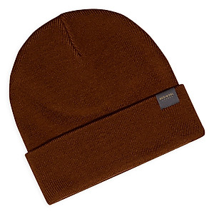 MERIWOOL Beanie for Men and Women - Merino Wool Blend Ribbed Knit Winter Hat Brown