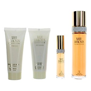 Set - Elizabeth Taylor White Diamonds 100ml Edt Spr + 15ml Edp + 100ml B/C + 100ml B/W (W)