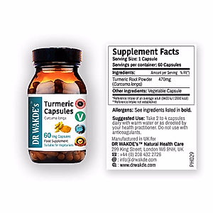 DR WAKDE'S Turmeric Capsules (Curcuma Longa, 60 Veg Caps, Plant-Based Supplement, Ayurvedic Herb, All Natural, Vegan)