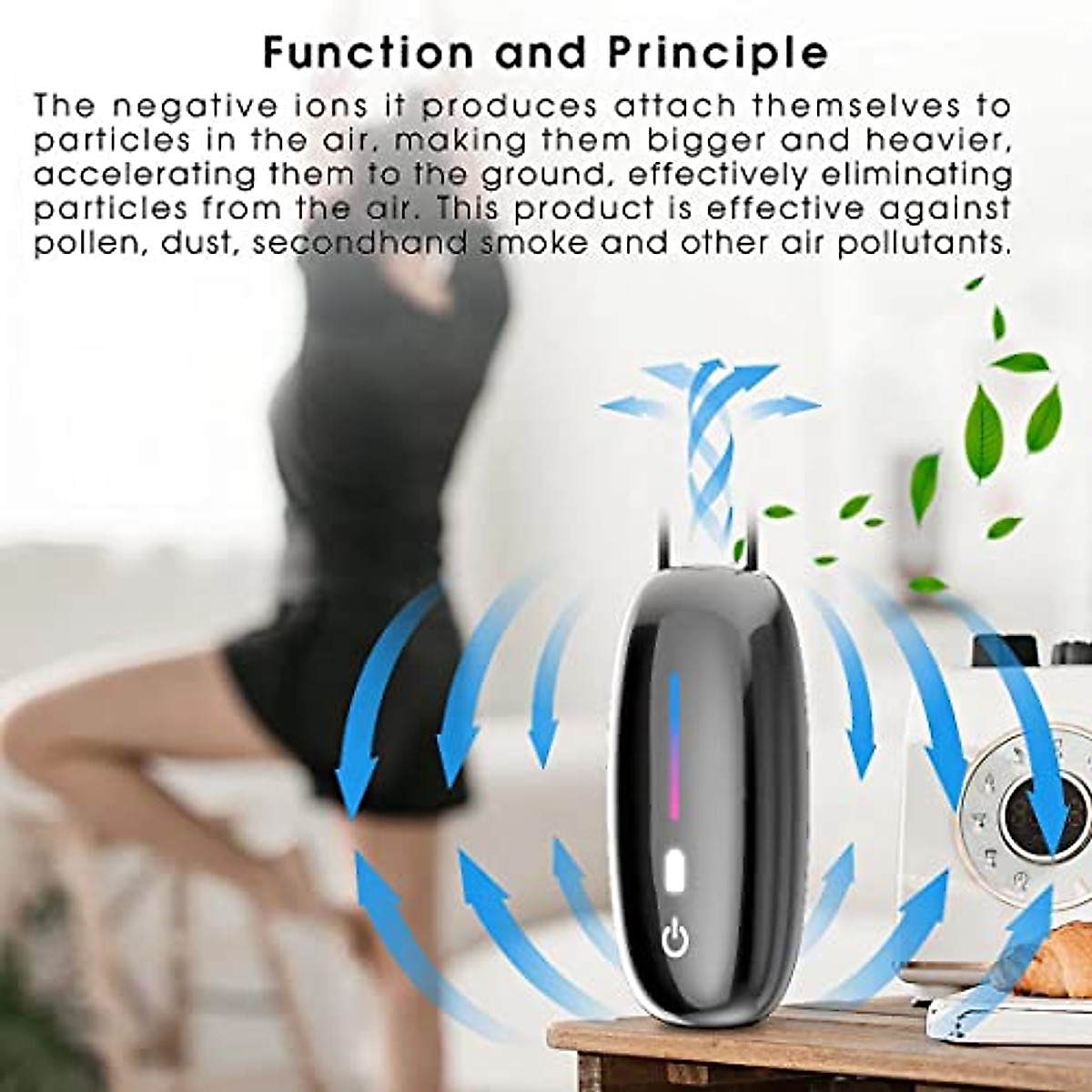 AirKitty A10 Pro Personal Air Purifier Necklace, Rechargeable Portable Air Purifier wearable for travel Office Airplane and Home, Ionizer Air Purifier(Touch Switch)