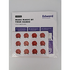 Set of 48 Sticker Red Rose Decal Small Phone Mini Logo Birthday Parties Envelopes Labels Seals Shower Favor 1.2 inches Each