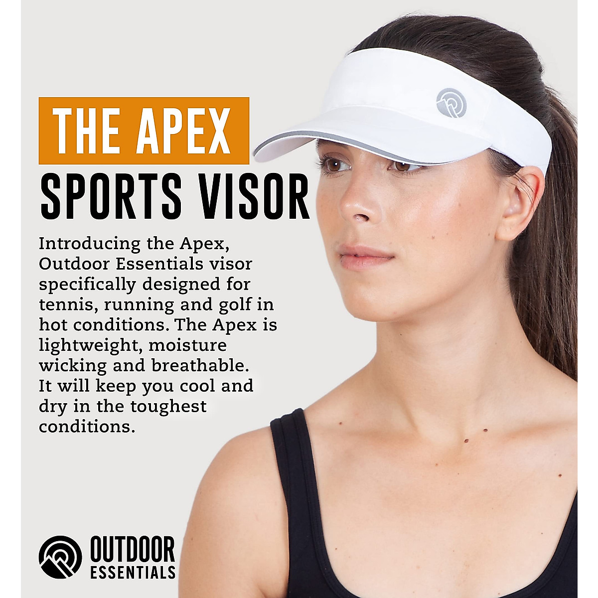 OutdoorEssentials Sun Visor Hat for Women & Men - Womens Visor, Tennis Visor, Golf Visor - Running Visor White - White
