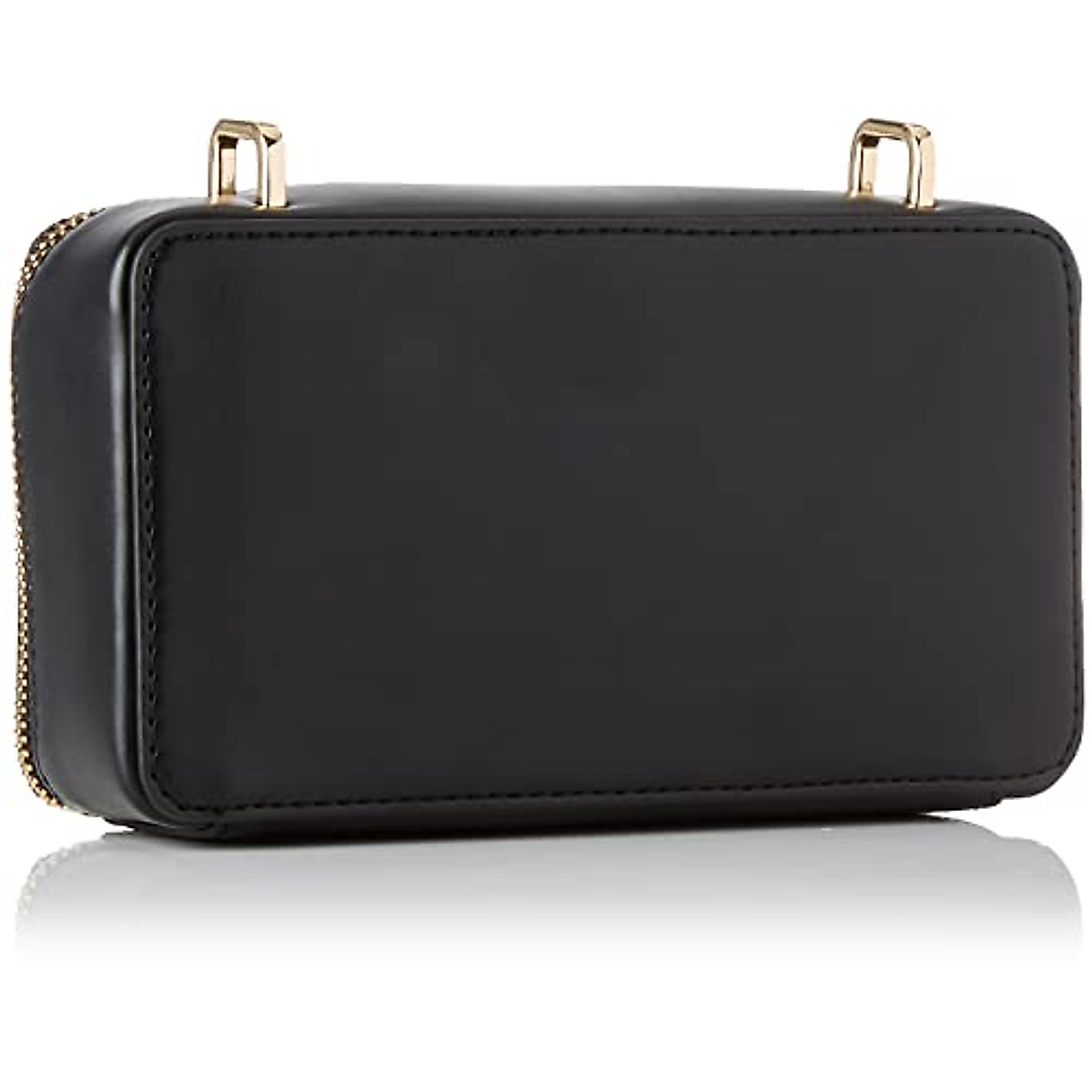 Love Moschino Women's Black Leather Gold Heart Camera Crossbody Handbag