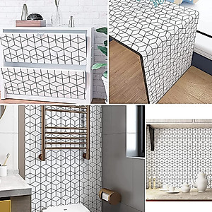 Yifasy Shelf Liner Black Cube Self-Adhesive Drawer Paper Furniture Protector Redo L Shaped Desk 118x17.7 Inch