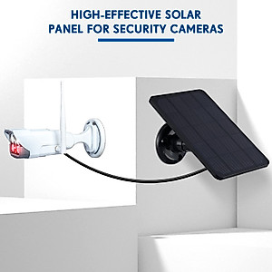 Fabbay Solar Panels for Security Camera Charging Solar Panel for Wireless Camera 360° Adjustable Mounting Solar Panels IP67 Waterproof Compatible with DC 5V 4W Camera USB or USB-C Port (Black, 8 Pack)