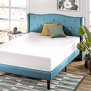 Zinus 10 Inch Green Tea Memory Foam Mattress/CertiPUR-US Certified, Queen & Shalini Upholstered Platform Bed Frame/Mattress Foundation/Wood Slat Support, Dark Grey, Queen