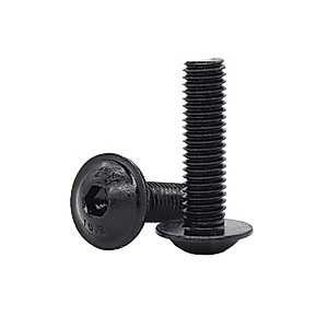 10pcs M8-1.25 x 35mm Flanged Button Head Socket Cap Screw Bolts, Allen Socket Drive, Black Oxide Finish, Carbon Steel 10.9 Grade,DIN7380