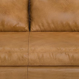SIMPLIHOME Morrison Mid-Century Modern 72 Inch Wide Sofa in Sienna Genuine Leather, For the Living Room and Family Room
