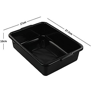 EudokkyNA Plastic Bus Tub Set of 4, Black Rectangle Plastic Dish Pans, 8 Liters
