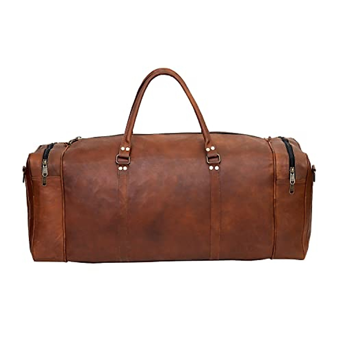 Cuero Leather Duffle Bag for Men & Women, Overnight Weekender Garment Duffel Bags for Travel with Free Toiletry Bag, Carry On Mens Weekend Bag for Traveling, Gym, Sports - 28 Inch, Brown