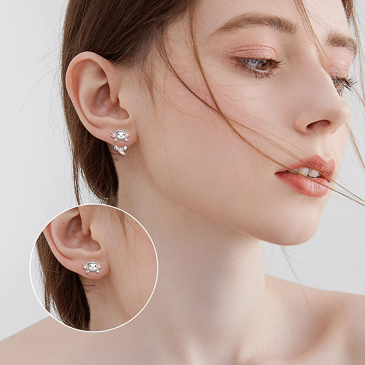 VONALA Axolotl Earrings for Women 925 Sterling Silver Axolotl Jewelry Axolotl Stud Earrings Fun Cute Animal Earrings Gifts Birthday Hypoallergenic