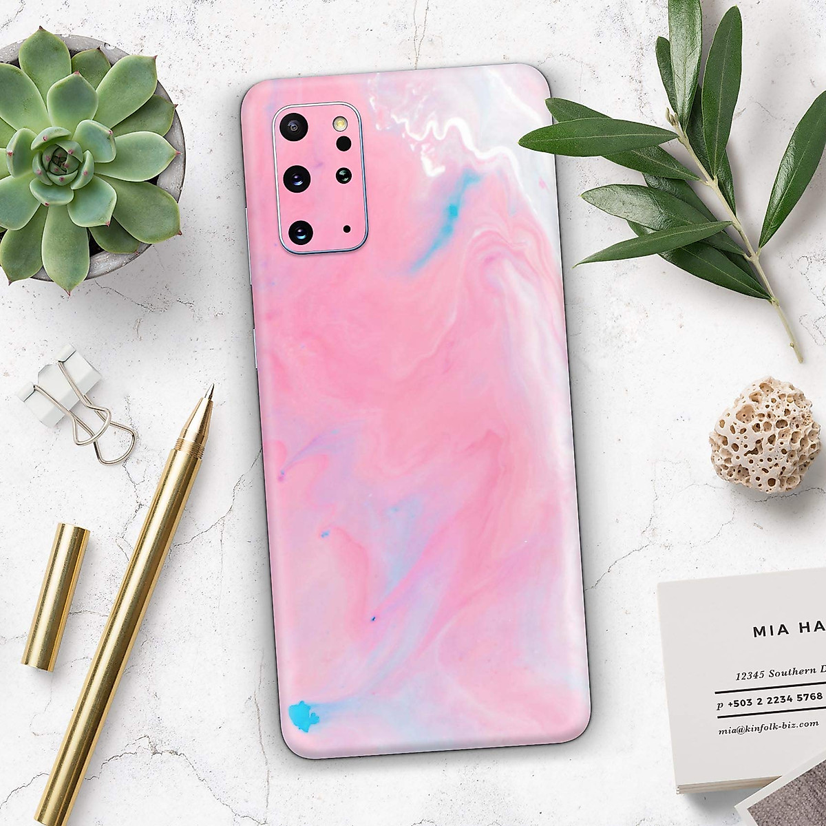 DesignSkinz Marbleized Pink Paradise V7 Protective Vinyl Decal Wrap Skin Cover Compatible with The Samsung Galaxy S20 (Screen Trim & Back Glass Skin)