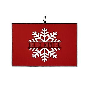 Yun Nist Golf Towel Christmas Snowflake Red,Waffle Pattern Microfiber Club Cleaner Golf Towels with Carabiner Clip for Women Men Dad,Winter Word Xmas Snow Golf Towel for Golf Bags Accessories,24x16in