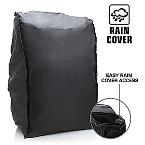 USA GEAR DSLR Camera Backpack Case - 15.6 inch Laptop Compartment, Padded Custom Dividers, Tripod Holder, Rain Cover, Long-Lasting Durability and Storage Pockets - Compatible with Many DSLRs (Black)