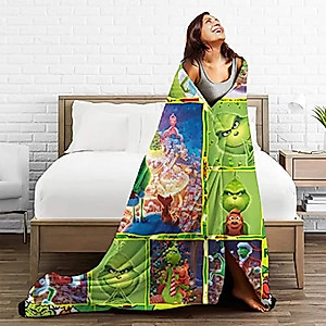 Christmas Blanket Green Soft Lightweight Flannel Fleece Bed Throw Blanket Party Gift for Couch Sofa Kids Adults-1-60×50"