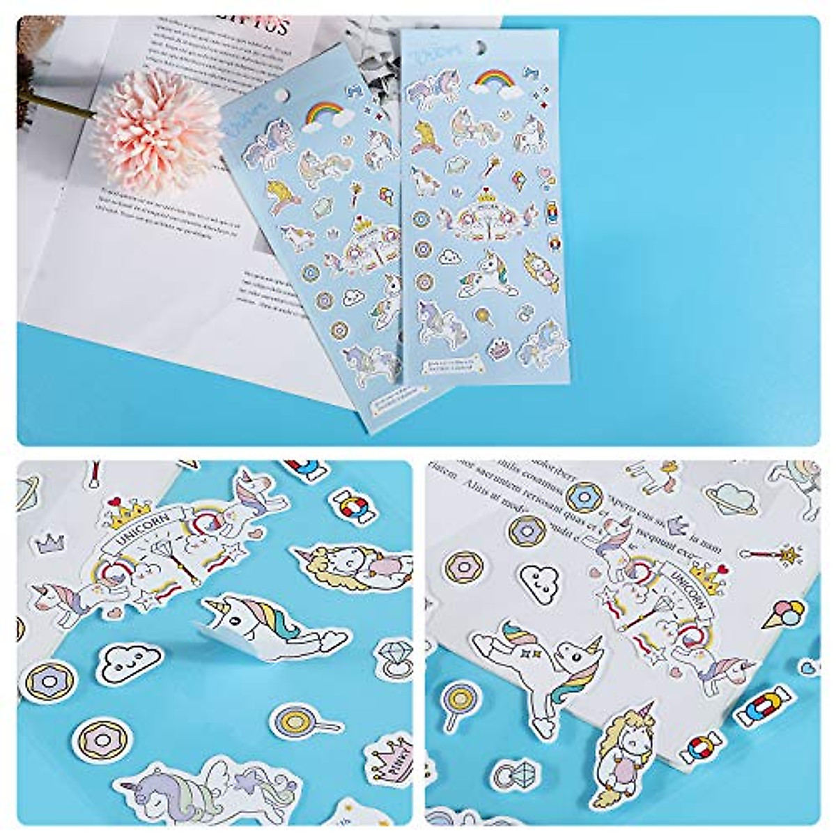 HIFOT Unicorn Stationery Set Kawaii Stationery Set for Girls, Clear Unicorn Pencil Case Unicorn Diary Journal Notebook Unicorn Gel Pens Ballpoint Pen Stickers Gifts for Students School Supplies