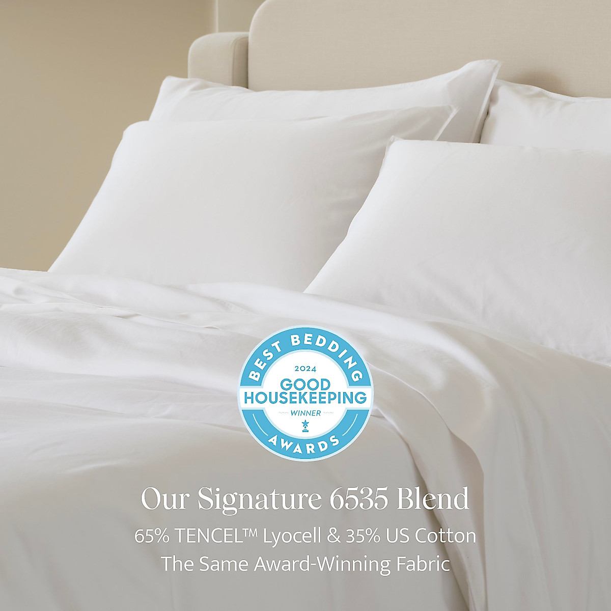 Double Stitch by Bedsure Cotton Tencel Duvet Cover Set - Luxe King Duvet Cover Soft, Textured Bedding Set Eucalyptus Lyocell, Perfect for House Warming Gift, 1 Duvet Cover, 2 Shams, Bright White