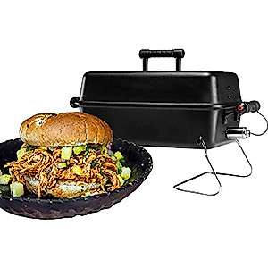 Portable Gas BBQ Grill, Outdoor Grill And Stove, Small Gas Barbecue, for Garden, Patio, Backyard, Camping, Black