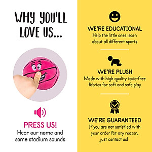 Talking Plush Sports Balls for Toddlers 1-3 | Soft Sports Balls for Baby | Toddler Sports Toys | Set of 4 - Plush Basketball, Baseball, Soccer Ball & Football