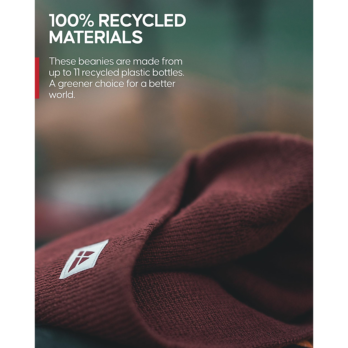 DANISH ENDURANCE Sustainable Classic Beanie for Men & Women, Plain Kitted Hat