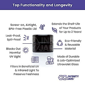 Infinity Jars 15 Ml (.5 fl oz) Pocket Size Black Ultraviolet Glass Screwtop Jar 2-Pack