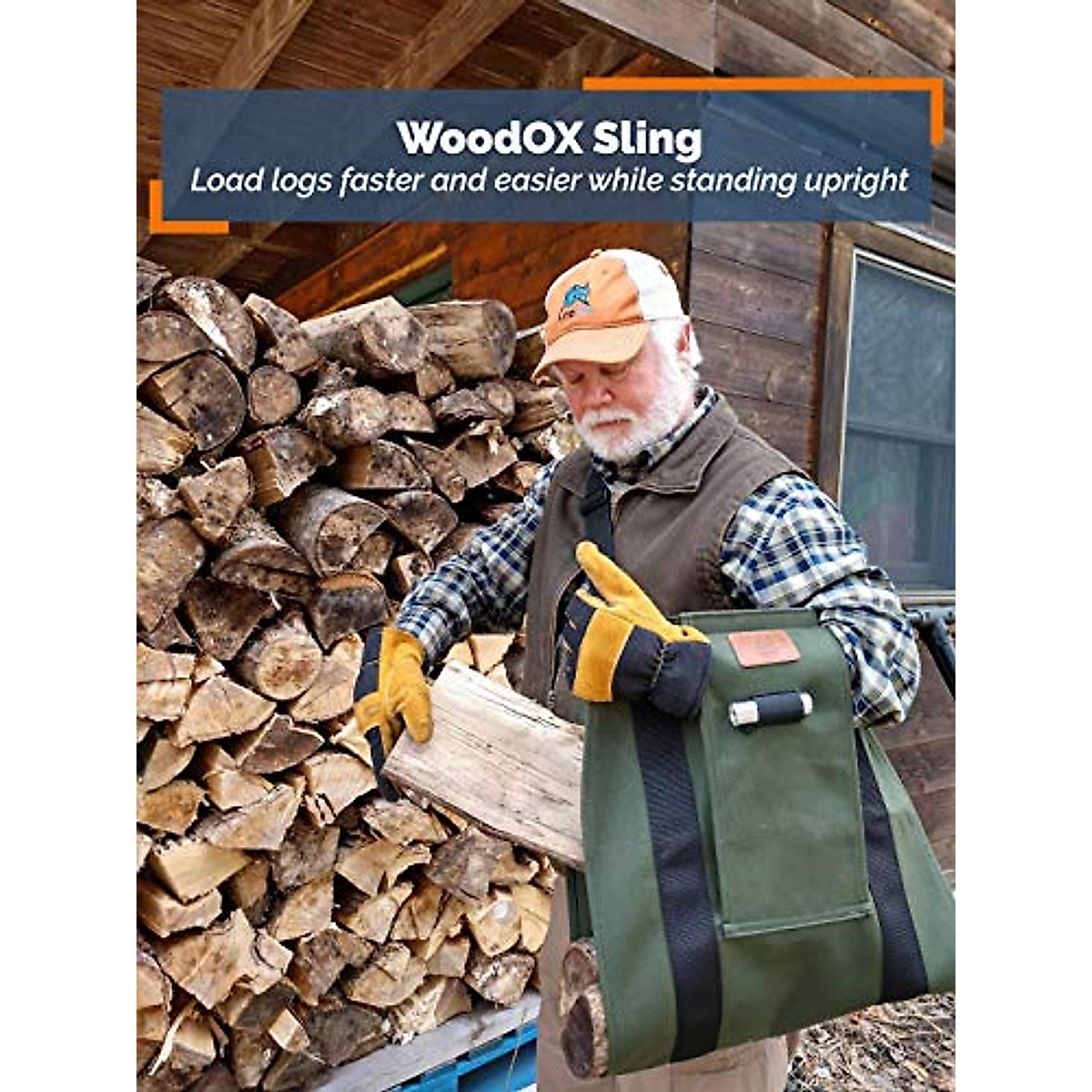 LogOX Fireside Bundle, WoodOX Sling Ergonomic Firewood Carrier & Hearth Bin Firewood Rack, Bundle Pack