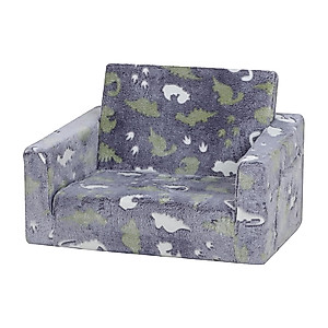 AFBKSS&BB Toddler Sofa Glow in The Dark,2 in 1Kids Chairs, Children Sofas, Baby Armchairs, Full Foam Children Upholstered Couch, Flip Out Sofa Beds Pre-School Furniture (Gray)