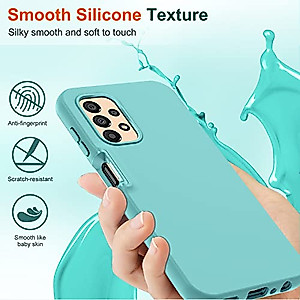 LeYi for Samsung Galaxy A13 5G Phone Case: Galaxy A13 5G Case with [2 x Tempered Glass Screen Protector], Full-Body Shockproof Soft Liquid Silicone Protective Phone Case for Samsung A13 5G, Mint
