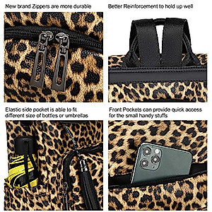 Women Backpack Purse Fashion PU Leather Casual Backpack Shoulder Bag Travel Daypack (Leopard-Brown)