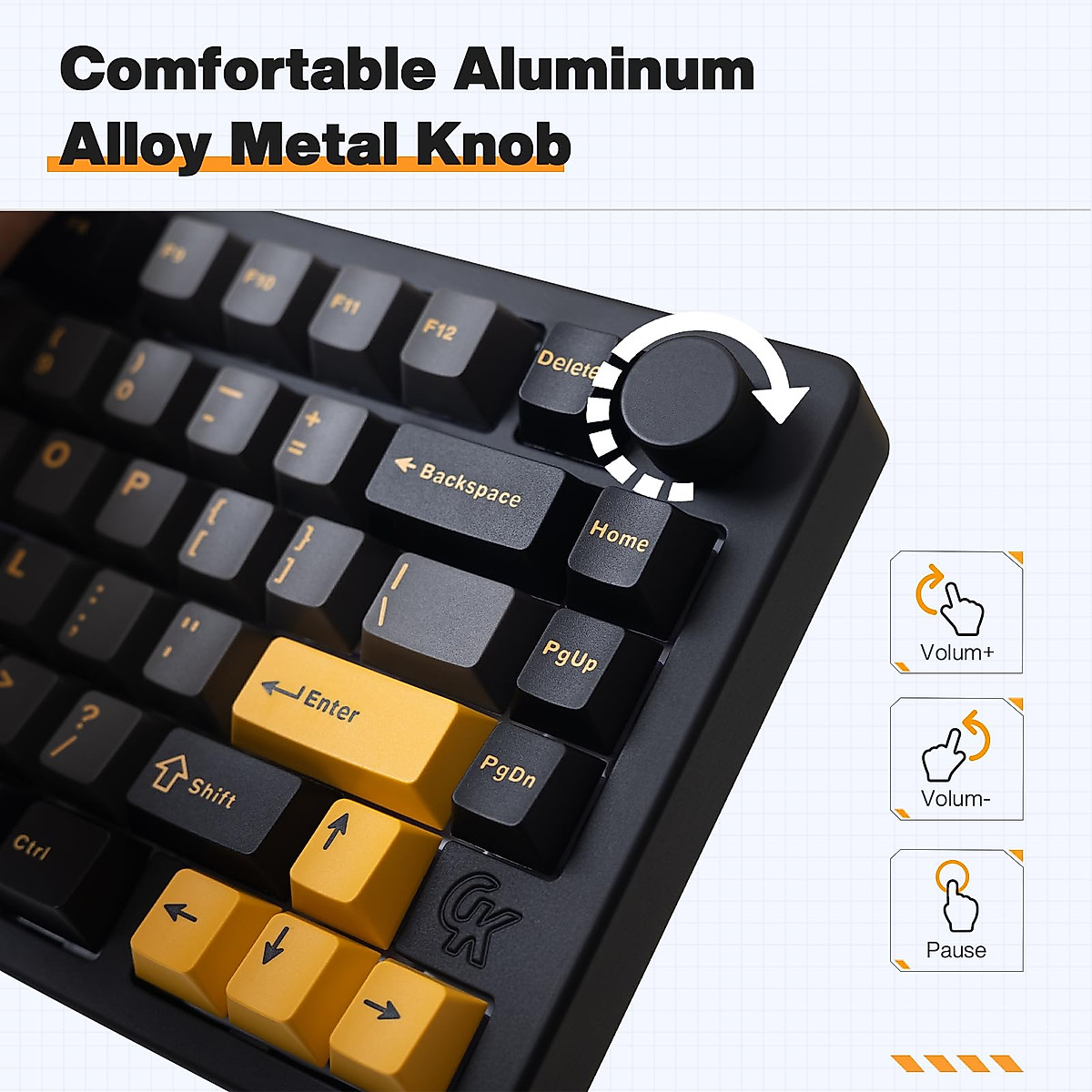 GK GAMAKAY TK75PRO Aluminum Alloy Mechanical Keyboard, Gasket Mounted, Hot Swappable KTT Hyacinth Switch 2.4GHz Wireless BT5.0/USB-C 75% 81 Keys Custom RGB Gaming Keyboard for Win/Mac (Milky White)