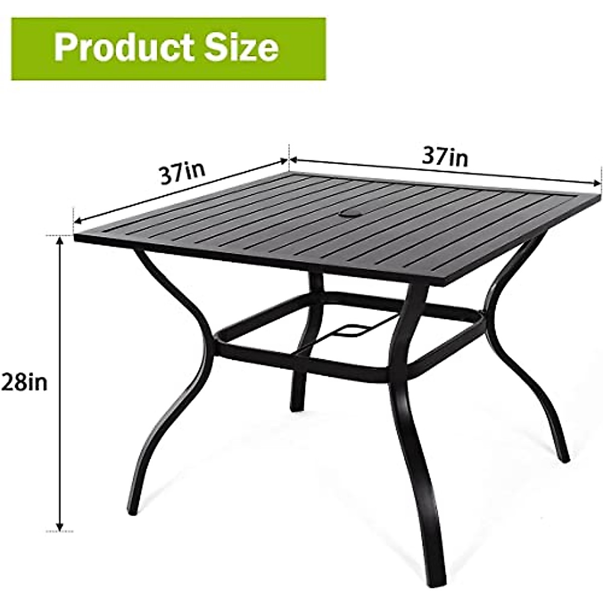 MEOOEM Patio Dining Set 5 Pieces Outdoor Metal Furniture Set, 4 x Textilene Chairs with 37 INCH Rectangular Umbrella Table for Outdoor Garden Backyard