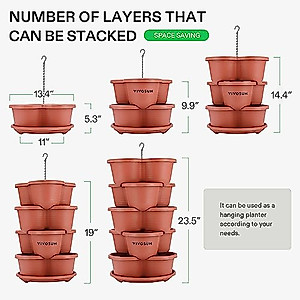 VIVOSUN 5 Tier Vertical Gardening Stackable Planter for Strawberries, Flowers, Herbs, Vegetables Brown
