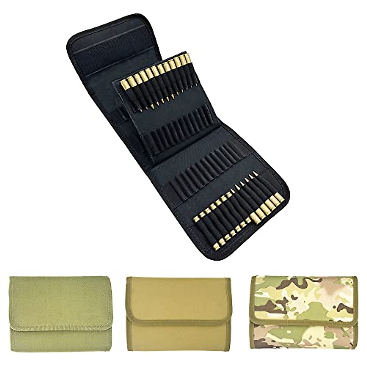 Tactical 100 Rounds Load 200 Shells Molle Rifle Pistol Bullet Cartridge Ammo Pouch Ammunition Shell Carrier Holder Storage Case Waist Bag for 10/22 .22LR .17HMR .222 .223 Cal 5.56mm