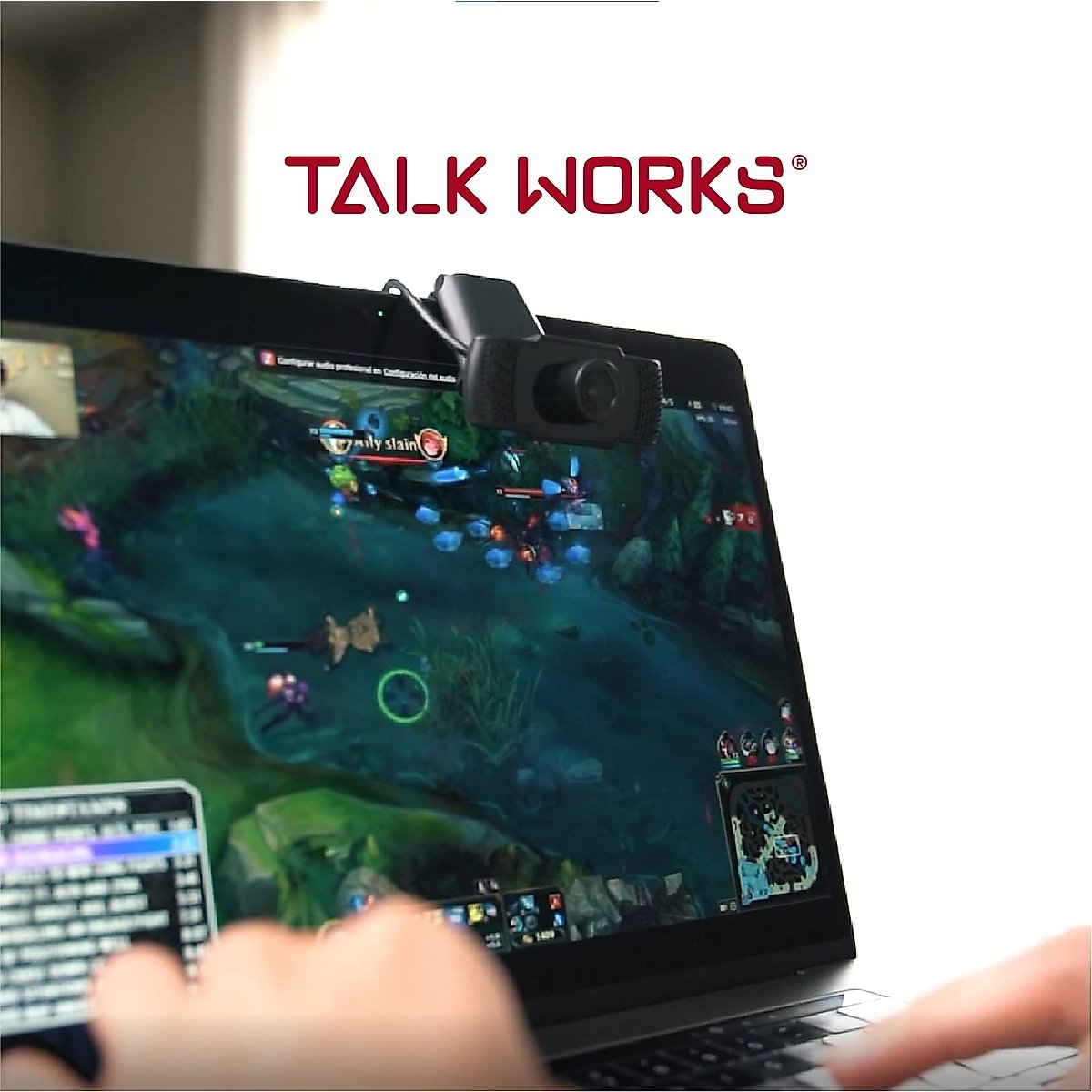 TalkWorks Webcam with Microphone Support - External Camera for Laptop and Desktop - High Resolution and Large Window Size with USB Cable and Dual Microphone Input - Compact and Portable, Black