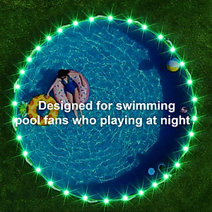 Eliteemo LED Pool Lights for Above Ground Pools, 15Ft Remote Control Submersible Rim Lights, C Battery Box, 16 Color Change by Yourself, Waterproof, Bright to Play at Night Outdoors