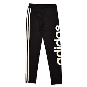 Adidas Girls' Performance Tight Three Stripe Leggings - XL - Black/White Text