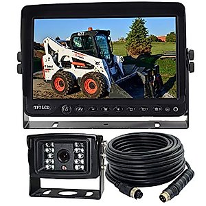 AHD 720P 7" Reverse Rear View Backup Camera System Mirror, Camera with Night Vision Waterproof IP69K Vibration-Proof 10G for Tractor/Truck/RV/Bus/Motorhome/Excavator/Caravan/Skid Steer/Harvester