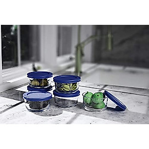 BOVADO USA 2 Cup Glass Round Dish for Storage, Mixing, Serving - Dishwasher, Freezer & Oven Safe Glass, Easy-Clean, Clear with Lid, Pack of 6 Containers