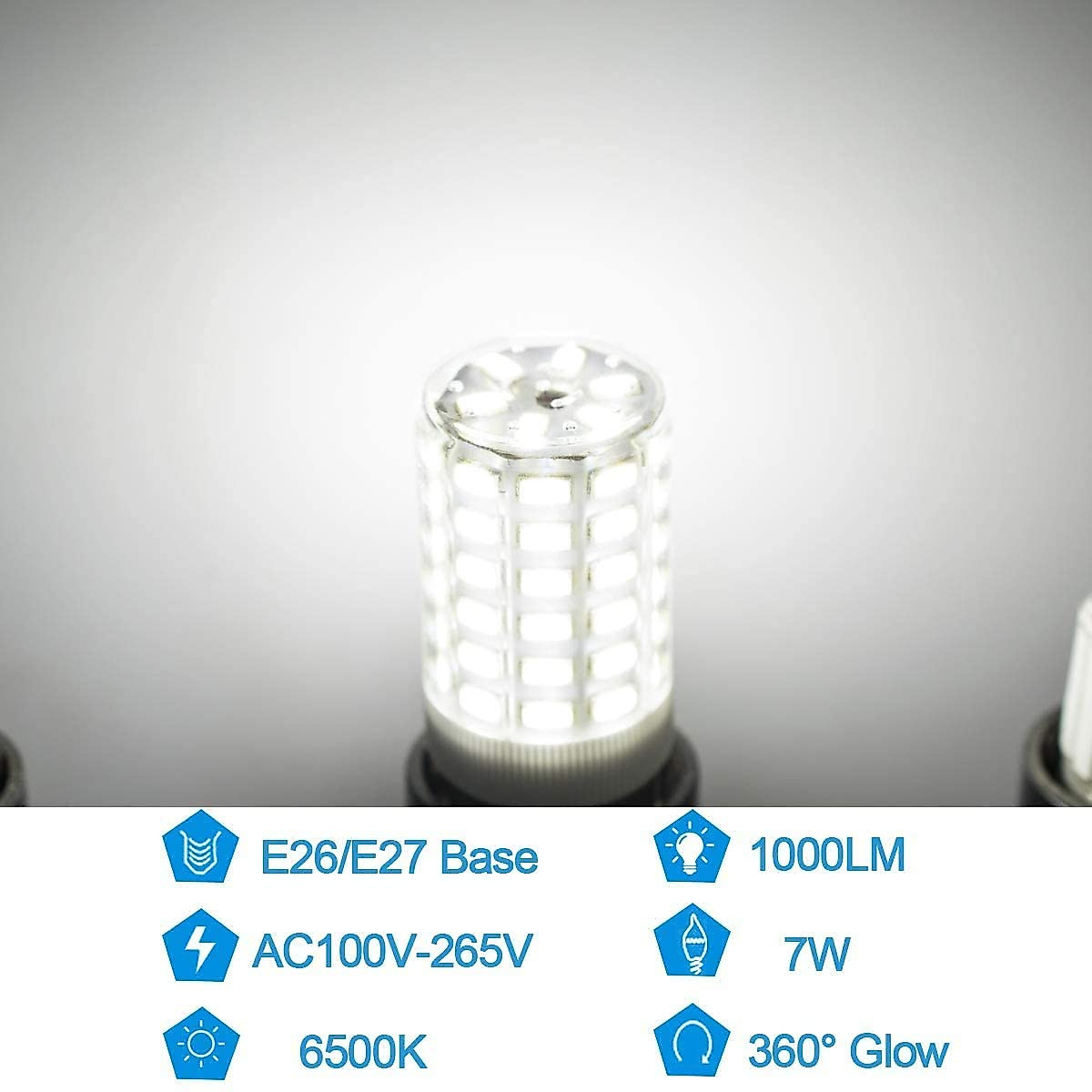 E26/26mm Big Medium Base Screw LED Refrigerator Light Bulb Appliance Bulb 7W (60W-70W Equivalent) Non-dimmable Cool White 6500K 1000 Lumen AC100V-265V Floor Lighting Decorative Corn Lamp Pack of 1