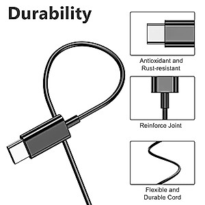 USB C Earphone Type-C Earbuds for Samsung Galaxy S22 Ultra Wired Earbuds Hi-Res Audio Headphone Noise Isolation Deep Bass Stereo Sound Headset with Mic Volume Control for Galaxy S22 S21 FE Black