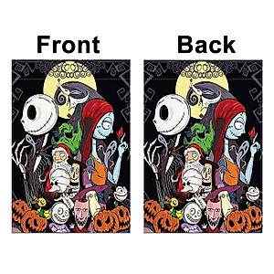 The Nightmare Before Christmas Garden Flag 12.5×18'' Jack Skellington and Sally Yard Sign Gothic Halloween Christmas Xmas Holiday Decoration Outdoor Outside Yard Lawn