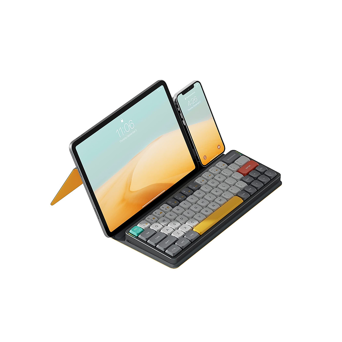 nuphy Air60 Portable Wireless Keyboard, 60% Low Profile Mechanical Keyboard, Supports Bluetooth 5.0, 2.4G and Wired Connection, Compatible with Windows and Mac OS Systems-Gateron Red Switch