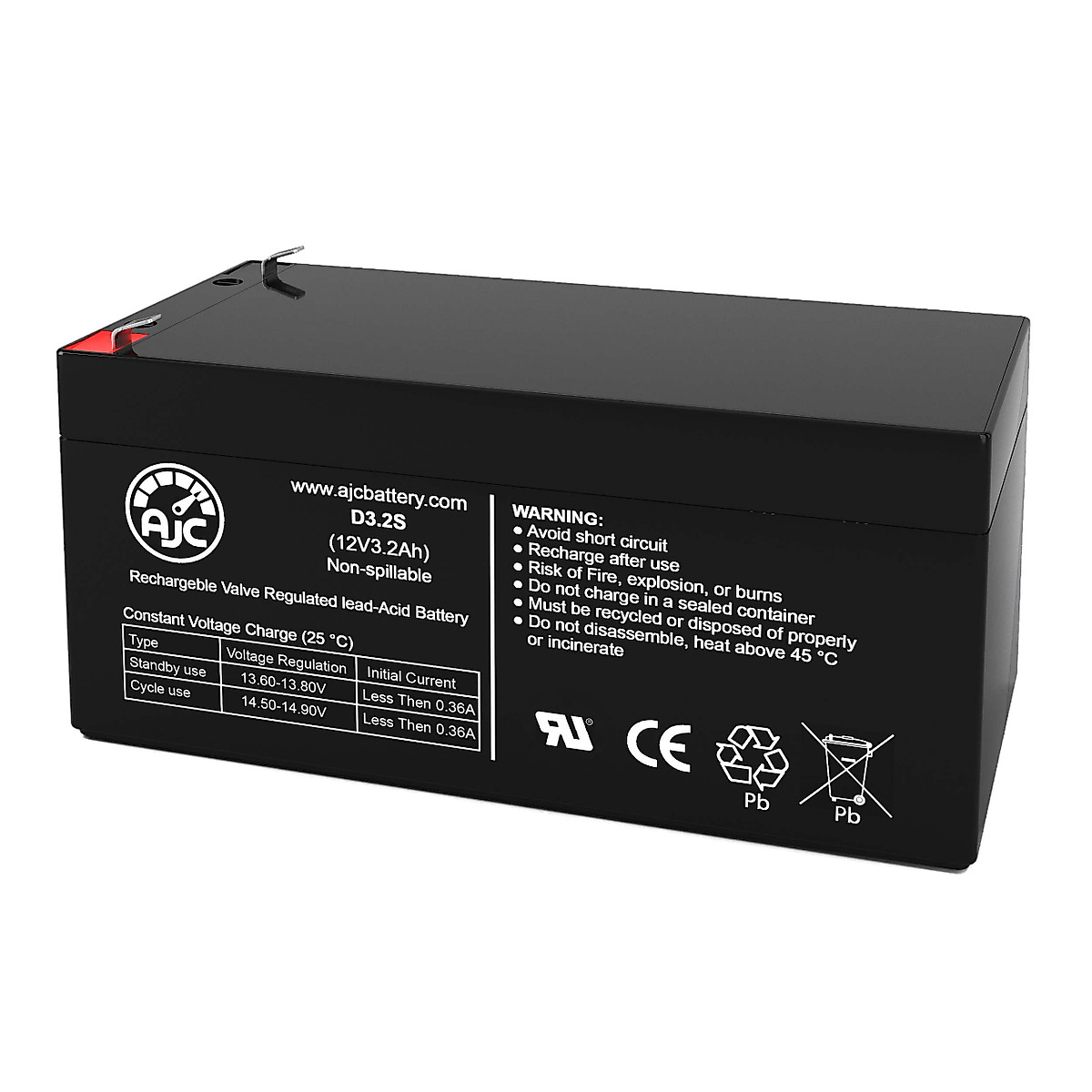 AJC Battery Compatible with BB BP3-12 12V 3.2Ah Sealed Lead Acid Battery