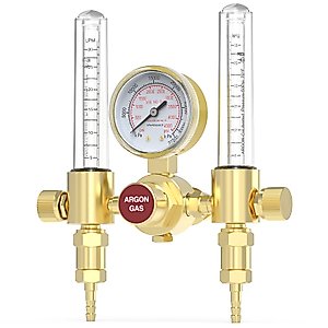 YESWELDER Dual Output Argon Regulator Flow Meter Mig Tig,0-4500PSI,CGA580 Inlet Connection