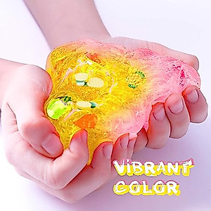 2 Pack Crunchy Slime - Smells Nice Pineapple Slime and Peach Slime - SSSSuper Stretchy Glossy Slime Perfect for Kids Party Favor, Classroom Prize or Christmas Stocking Stuffer - Boys Girls